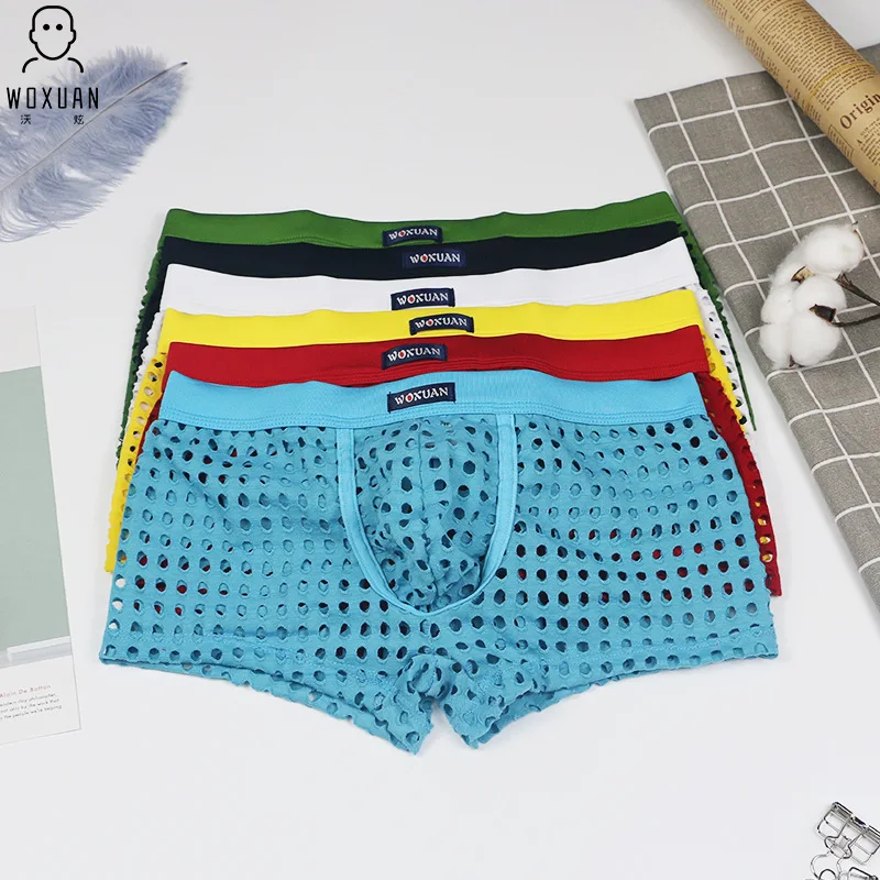 Woxuan Mesh Breathable Boxer Men Transparent Underwear Pouch Hollow Men ...