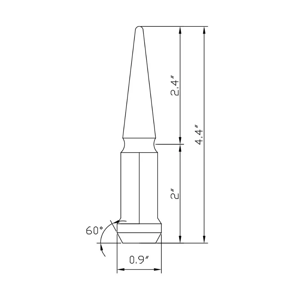 KSP 32 Pc Spike Lug Nuts M14x1.5 Thread 4.4 Tall Closed End Bulge Acorn Spiked Solid 1 pc Metal ...