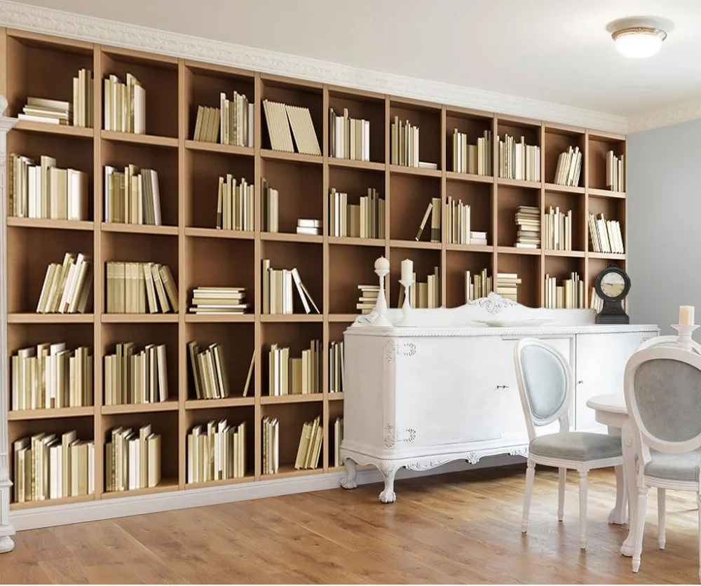 3d wallpaper for room European style 3D stereoscopic library backdrop ...