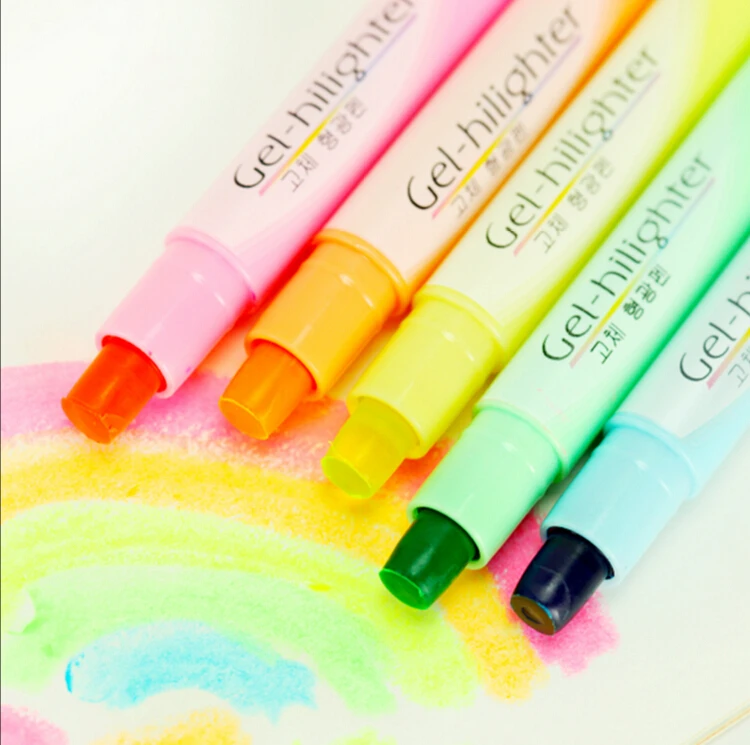 12 pcs/lot Candy Color Solid Jelly Highlighter pen Material escolar ...