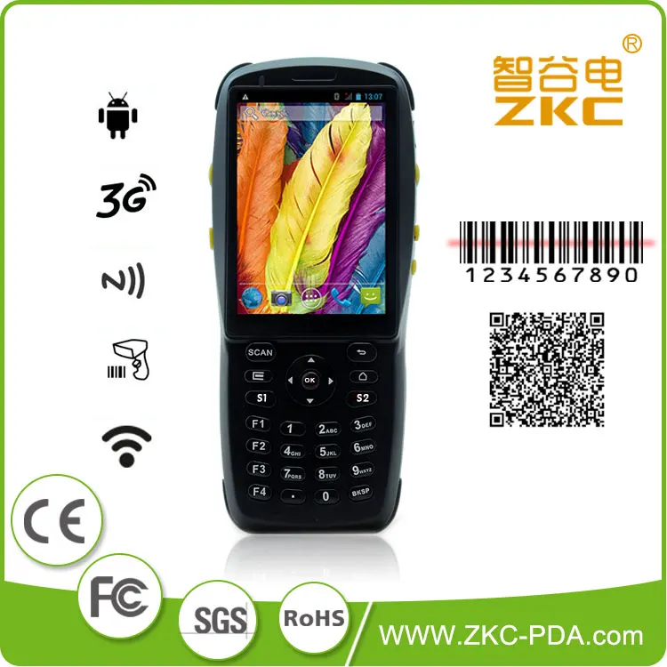 Rugged Handheld industrial pda barcode scanner android with display nfc ...