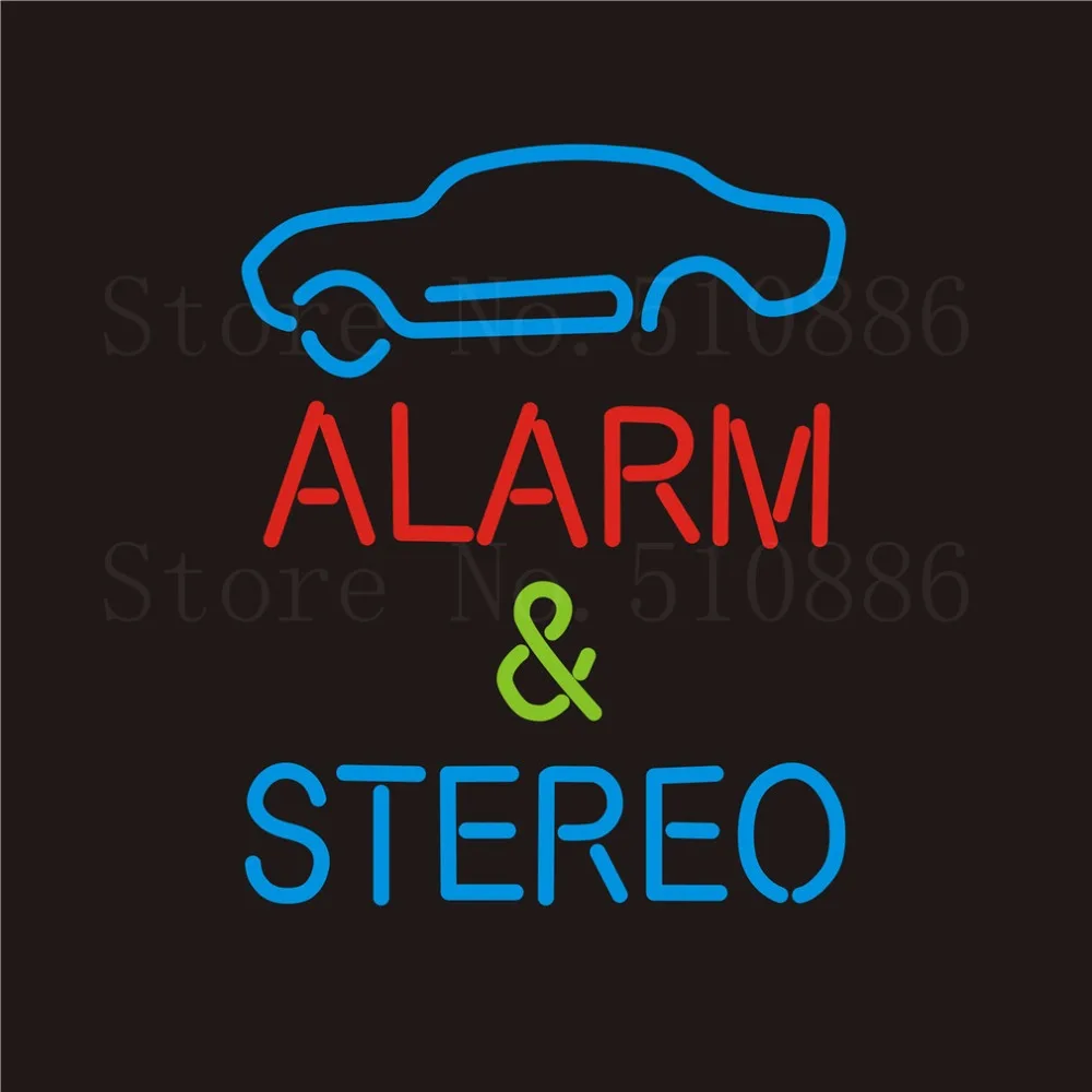 NEON Sign For Auto Alarm&Stereo Real GLASS Tube Bar Food Club PUB Car ...