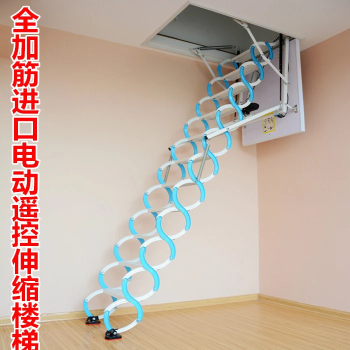 Full stiffened import electric retractable attic stairs steel thrust ...