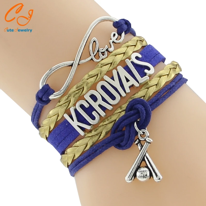 Infinity Love Kcroyals Sports Team Bracelet Yellow Blue wristband ...