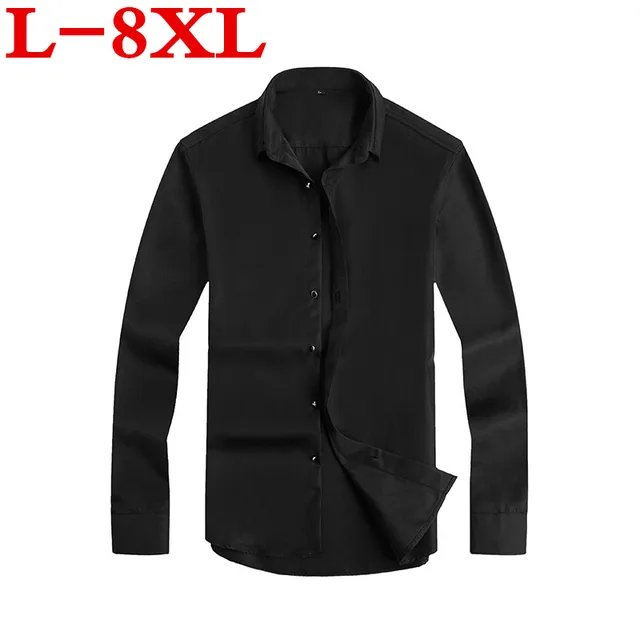 New Plus Size 8xl Men Shirt Brand 2018 Male Large Size Long Sleeve