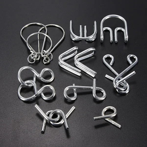 Hot Sale 7 Pcslot Iq Test Toys Mind Logic Game Brain Teaser Metal Wire Puzzles Classical
