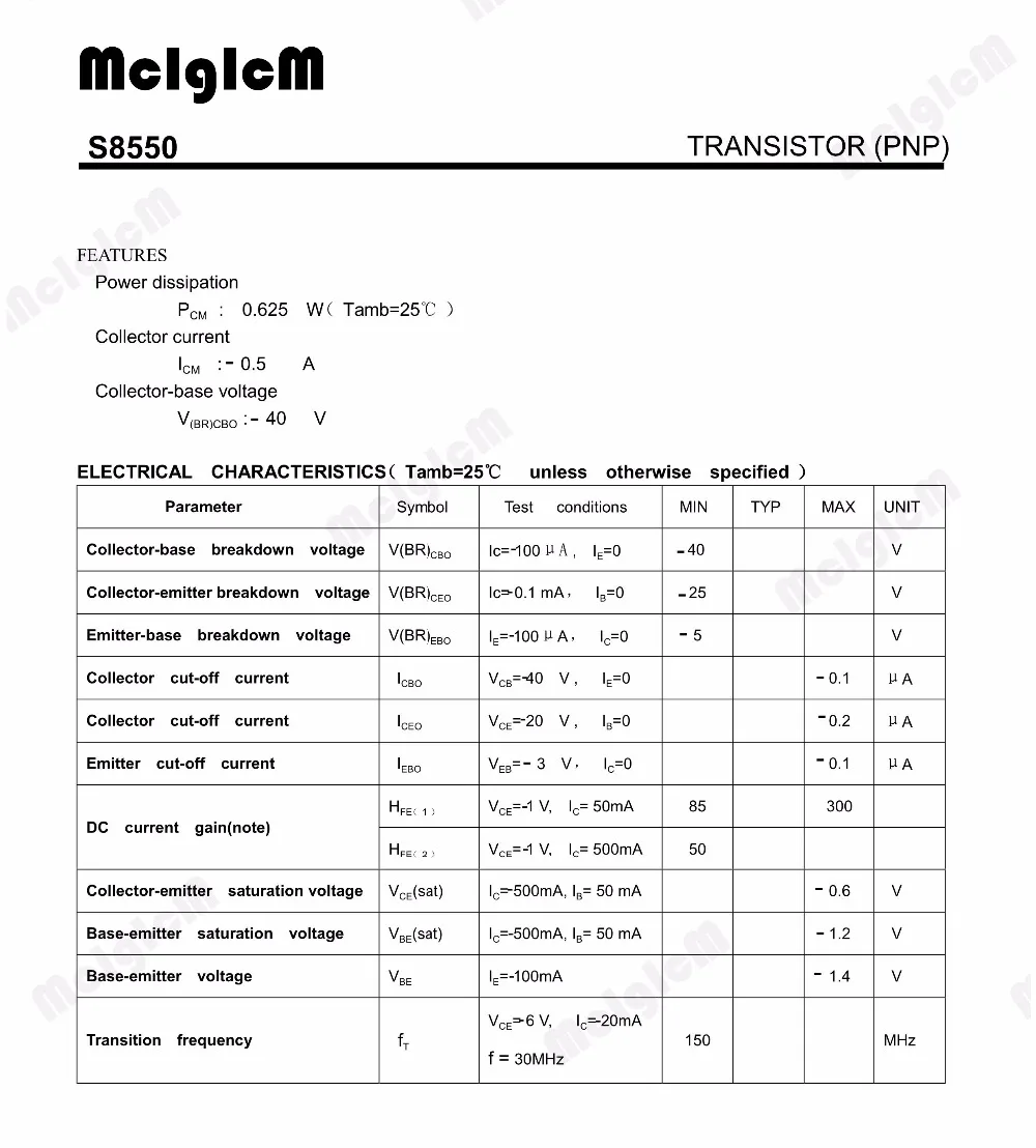 MCIGICM s8550,LOW VOLTAGE HIGH CURRENT SMALL SIGNAL PNP TRANSISTOR SOT ...