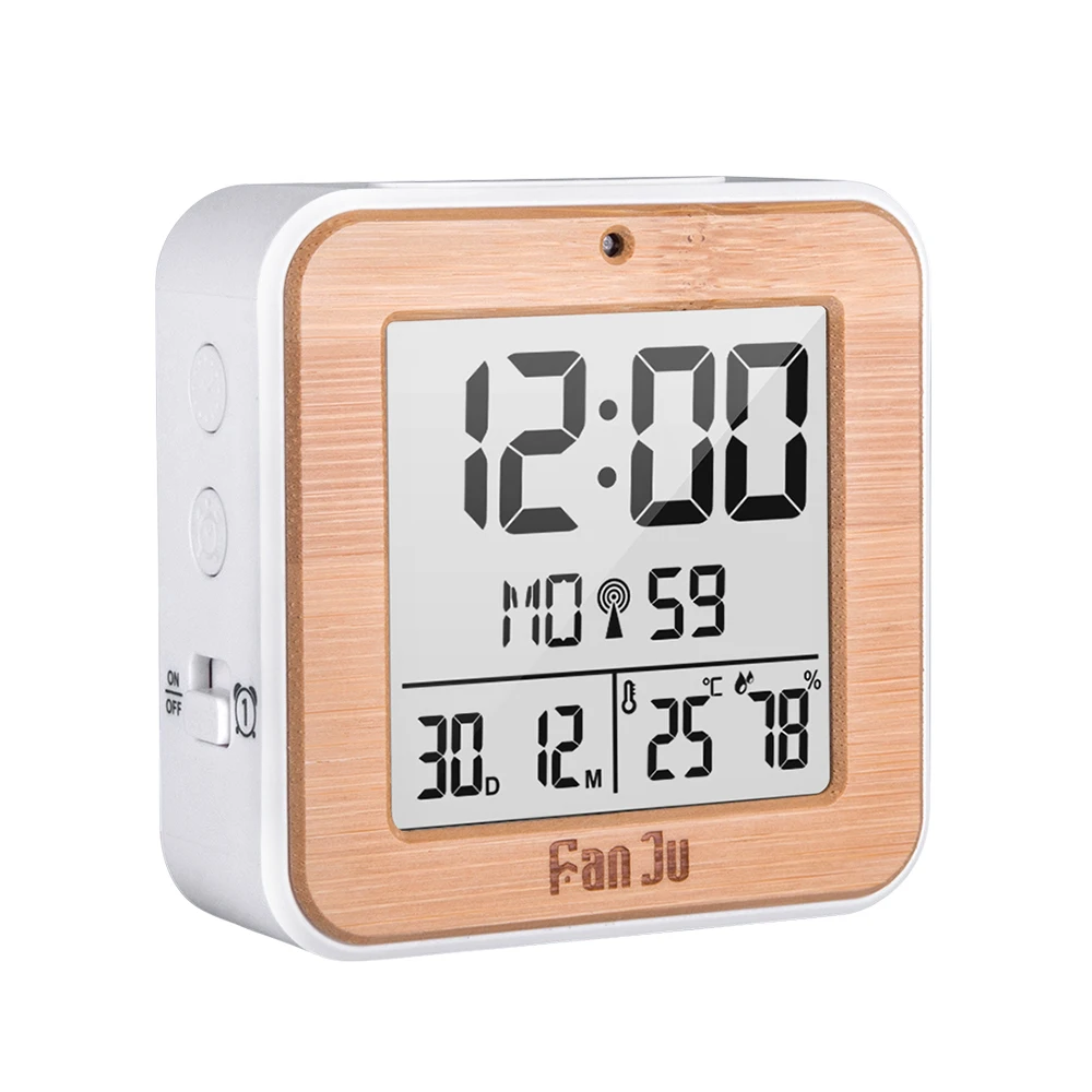 Mini Portable Digital Wall Clock Temperature Humidity Dual Display LCD