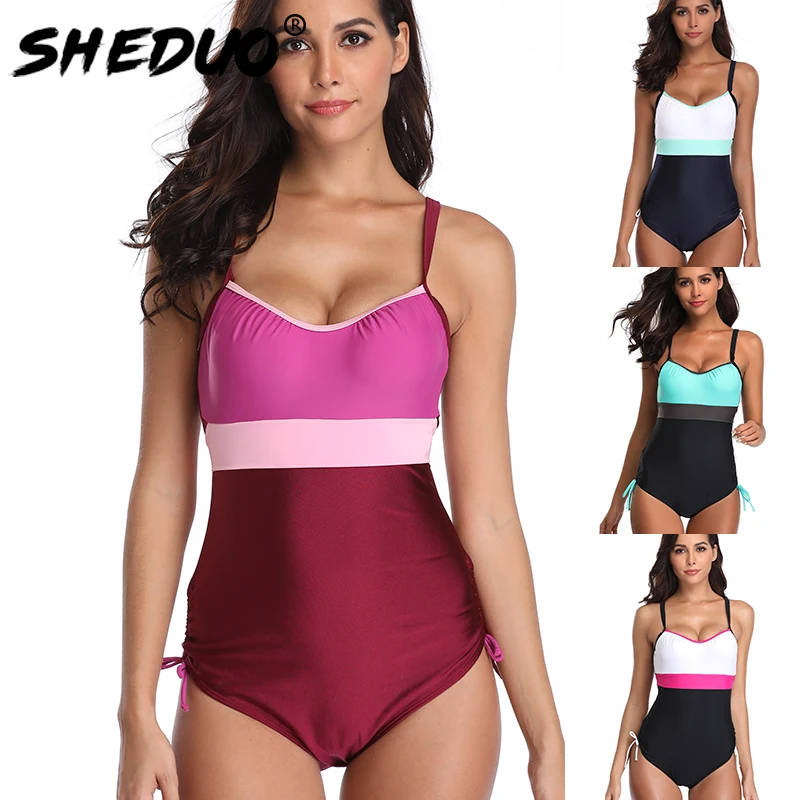 Bañador Sexy de una pieza para mujer, traje de baño de cuatro colores, Monokini con espalda ...