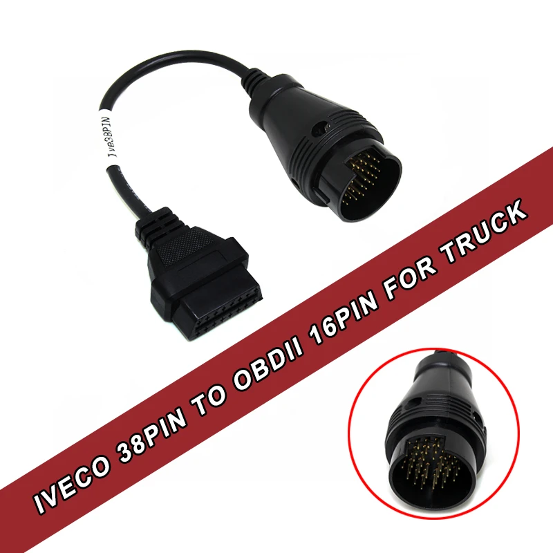 Obd2 Female 16pin To Iveco 38pin Connector Truck Iveco 38 Pin To 16 Pin ...