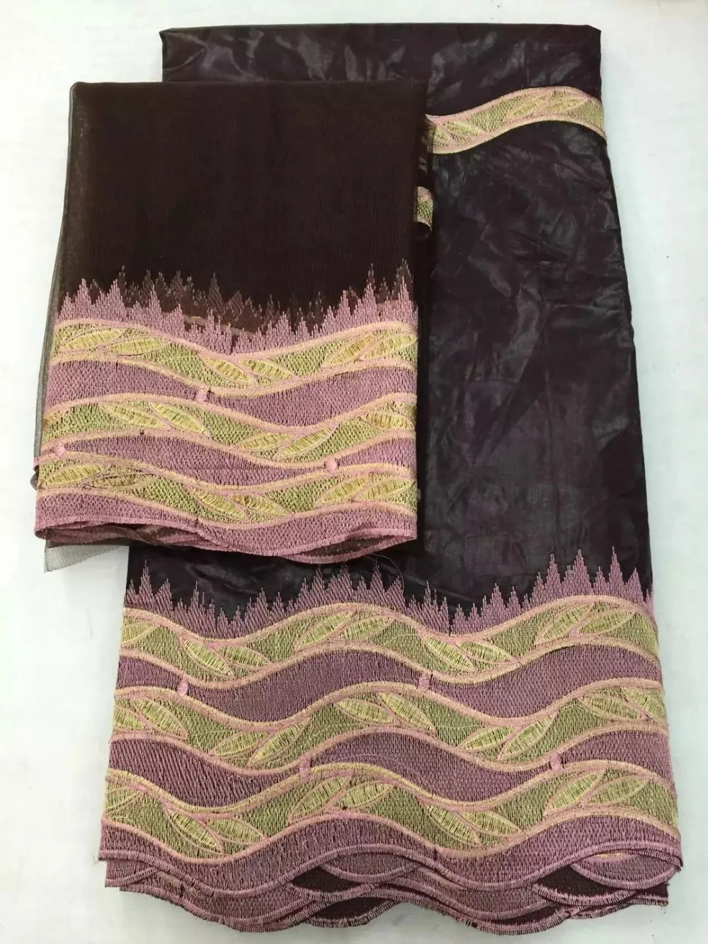 Free Shipping coffee Guinea Brocade Cotton Fabric Bazin Riche lace ...