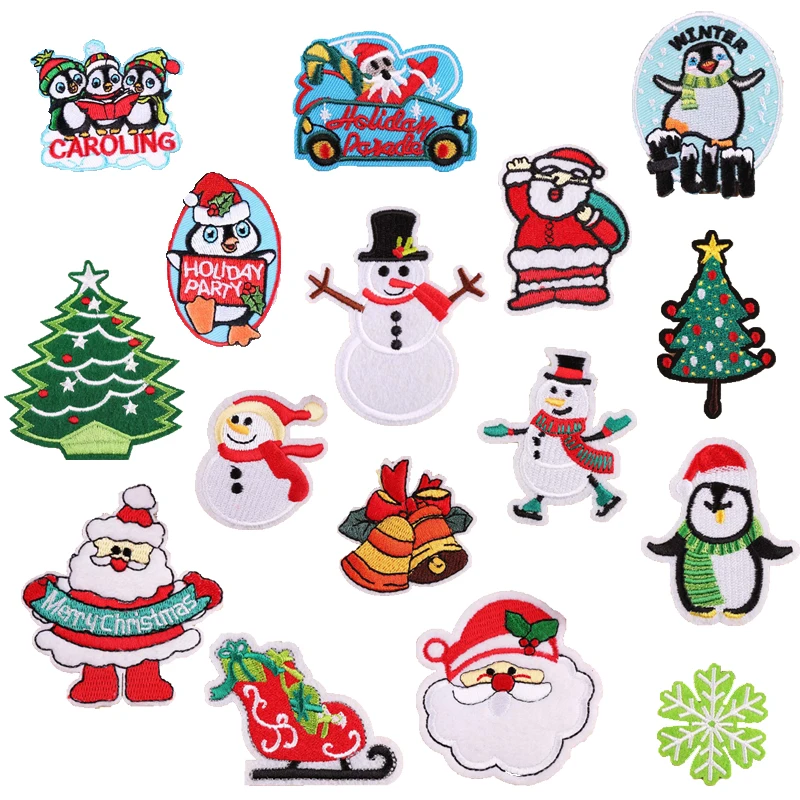20pcs Christmas Tree Snowman Xmas Santa Claus Embroidery Patch Iron On ...
