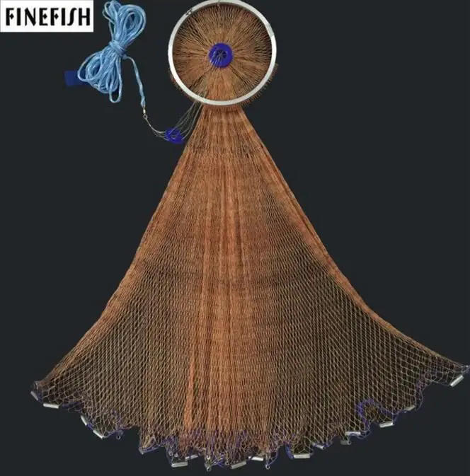 Finefish Usa Style Cast Net With Ring Brown Strong Catch Fish Network ...