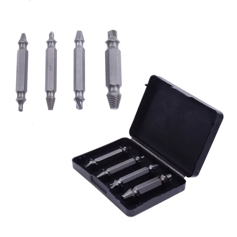 4pcs Speed Out Damaged Screw Extractor Drill Bits Guide Set Broken ...