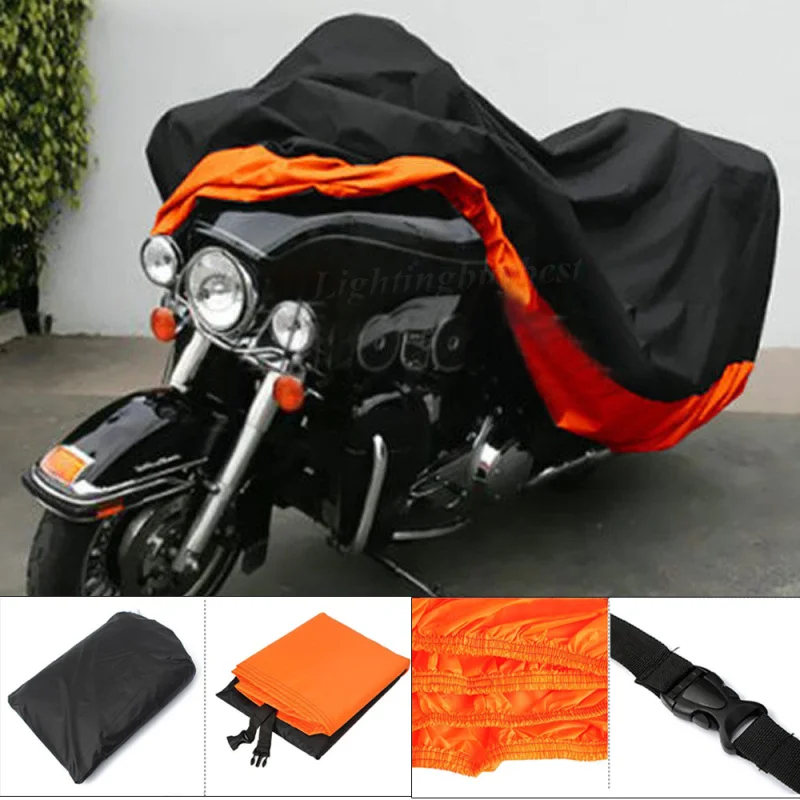 XXXL-Black-Orange-Motorcycle-Cover-For-Harley-Davidson-Electra-Glide ...