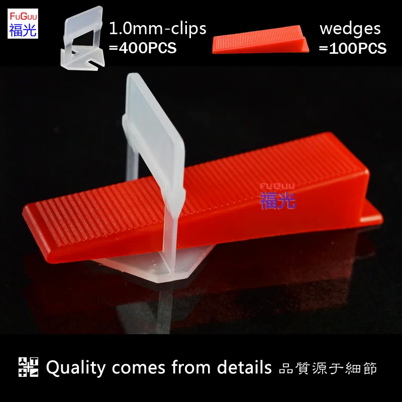 FG 2 tile leveling system 400pcs 1.0mm clips and 100pcs red wedges|clip ...