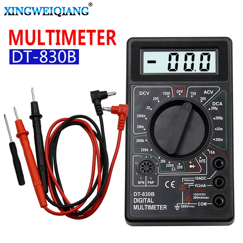 LCD Digital Multimeter AC DC DT 830B 750V 1000V 10A 20A Digital Mini ...