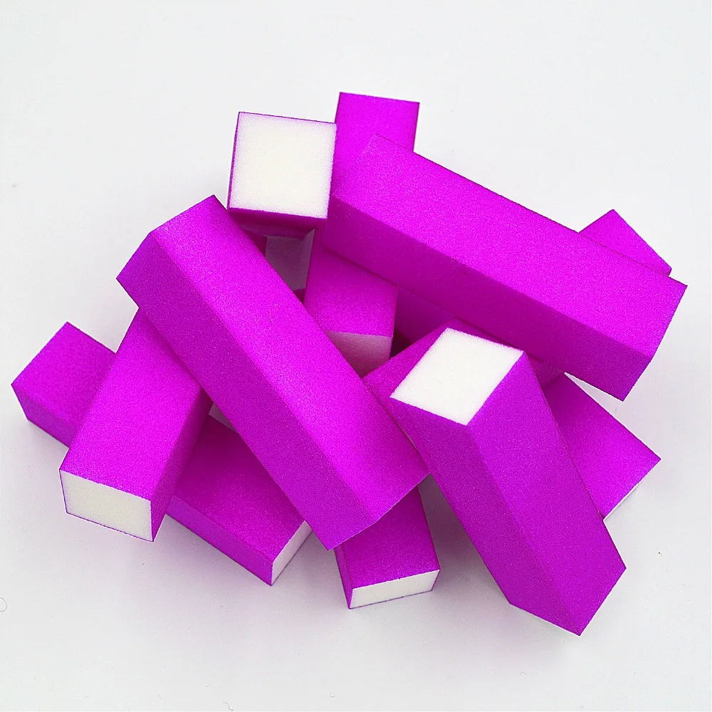 10 Pcs Cuboid purple Fluorescent color sanding Sponge Nail Buffers File ...