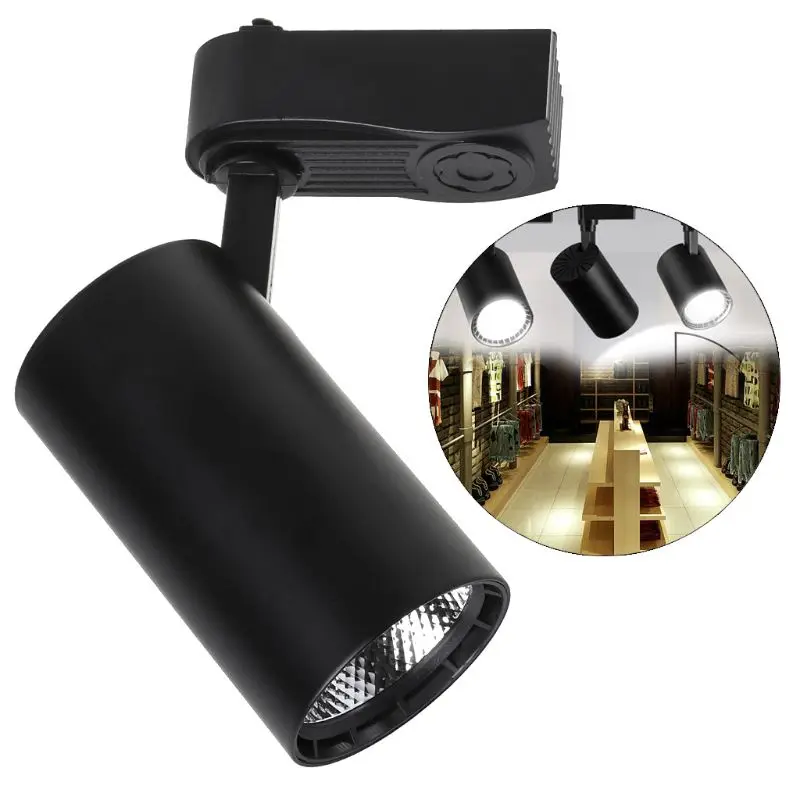 New Black Track LED Light COB Rail Spotlights Lamp Tracking Fixture For ...