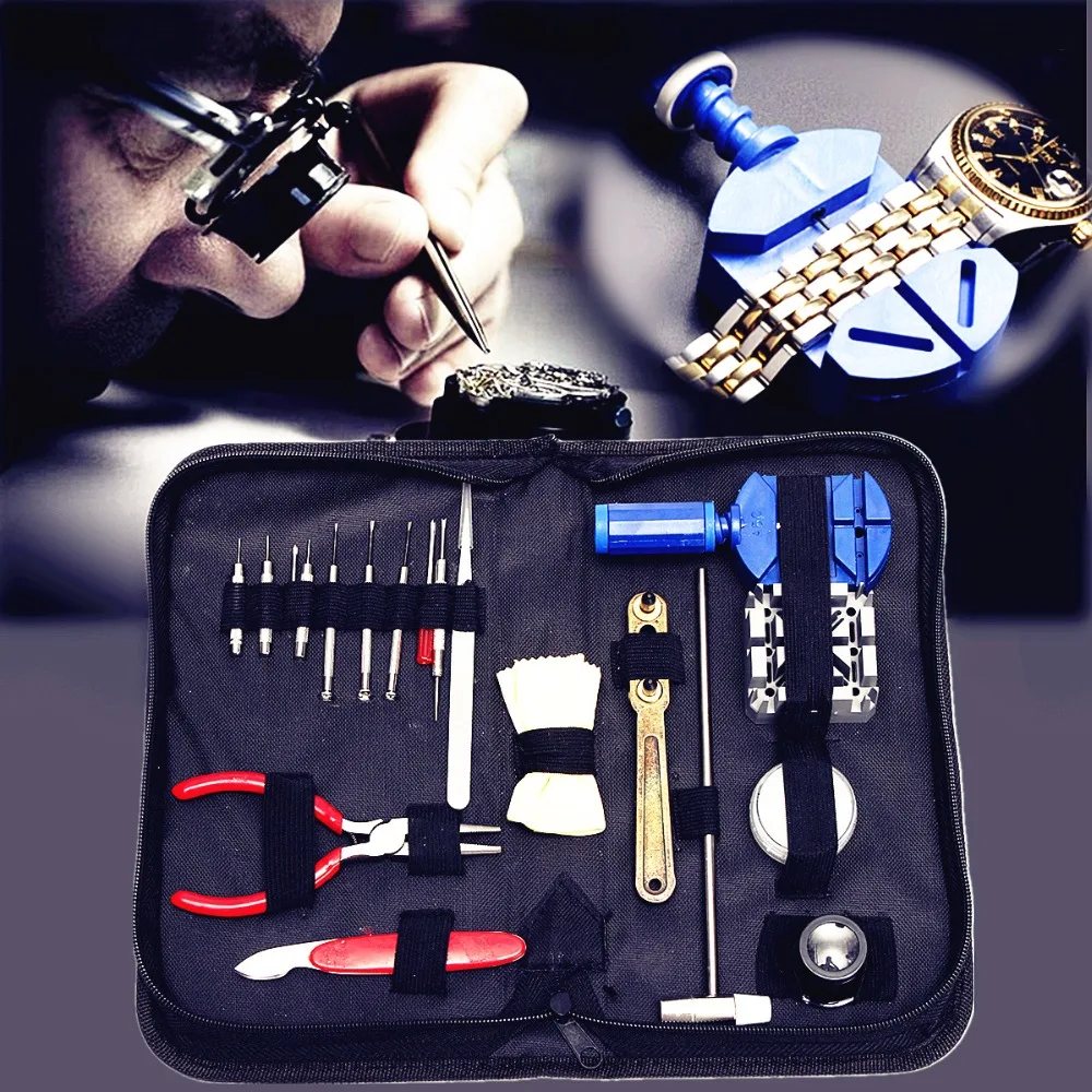 19PCS Professional Watch Repair Tools Kit Case Remover Opener Holder ...