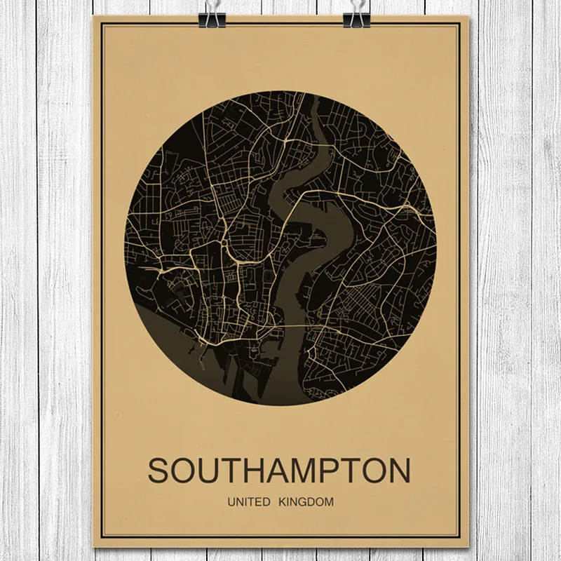 SOUTHAMPTON World City map Vintage poster Retro Art painting Kraft ...