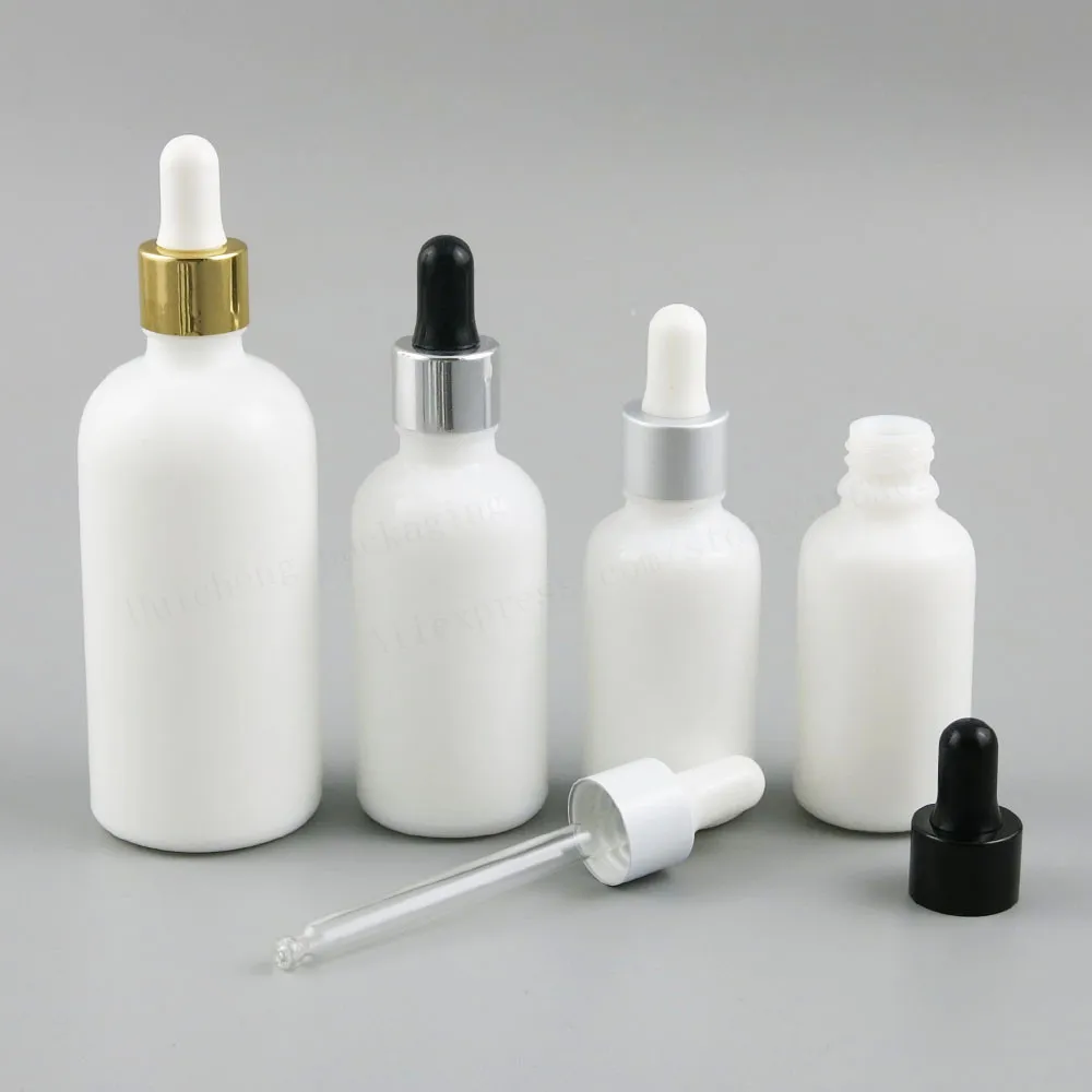 12 x Refillable Natural White Glass Dropper Bottles 1oz Empty Glass ...