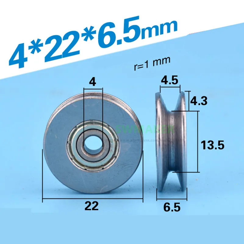 1pcs-4-22-6-5mm-Nickel-plated-rust-proof-V-groove-wheel-U-groove-wheel ...