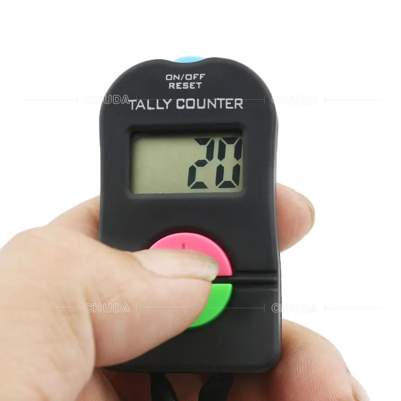 0-9999 Digital handheld clicker counter add subtract finger counter row ...