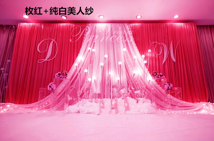Rose Red Wedding Backdrop Stage Curtain Wedding Decoration - Party ...