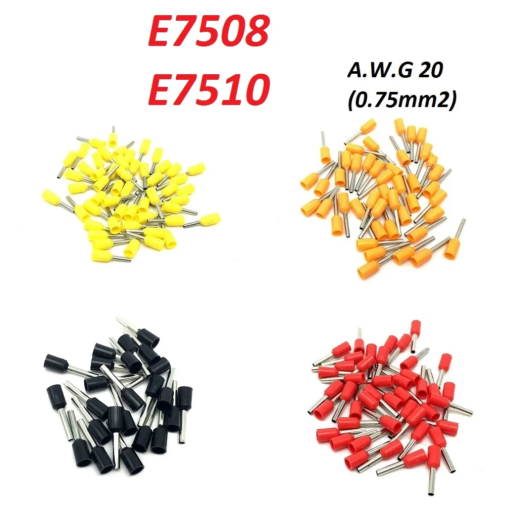 1000 unids/lote E7508 E7510 A. W. G 20 aislantes Ferrules Terminal ...