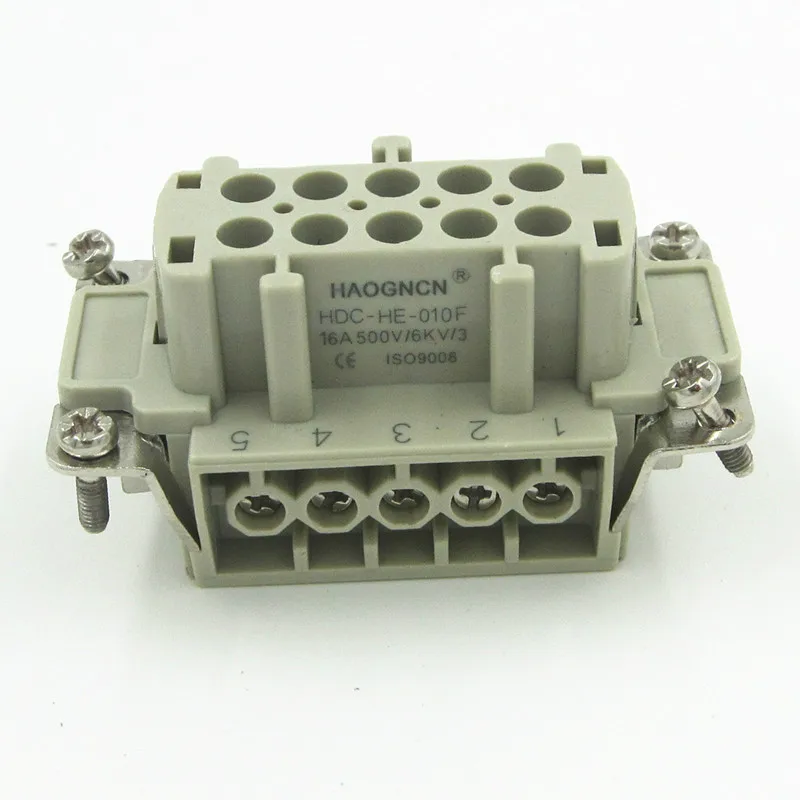 heavy duty plug HDC HE 010 F pin 16A rectangular connector hot runner plug 10 pin|connector ...