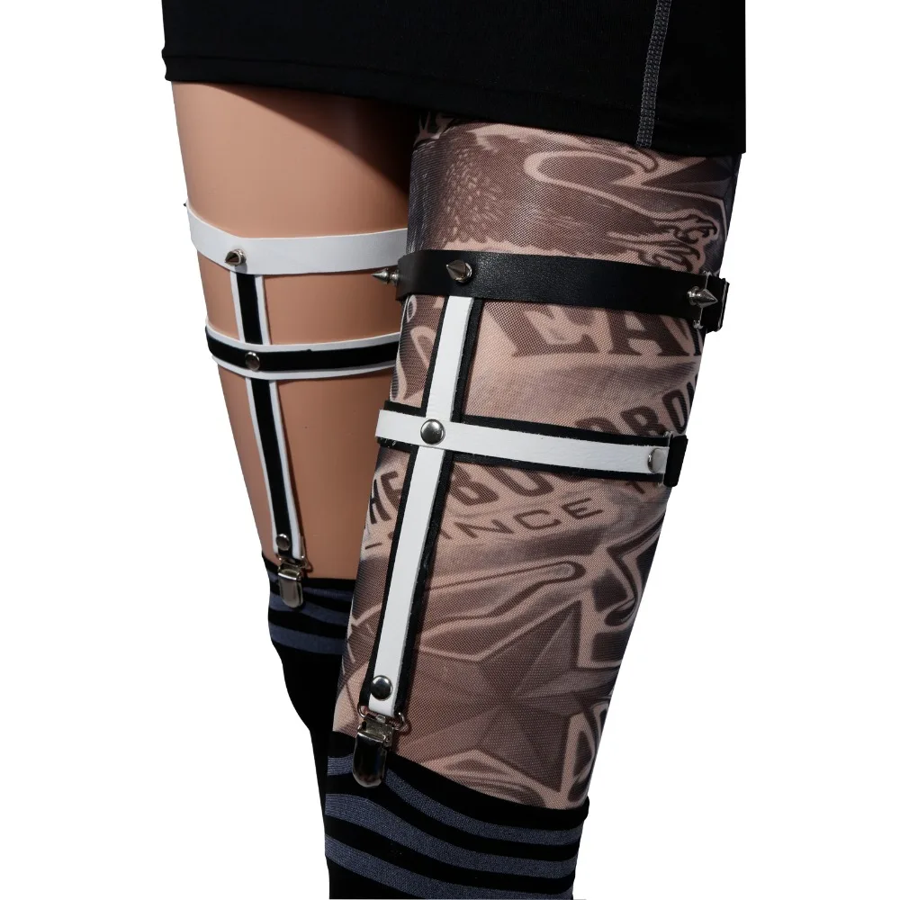 Suspenders For Women Punk Gothic Suspenders Leather Cross Color Garter