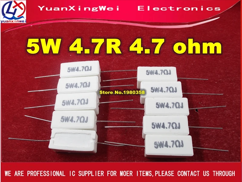 Freight free 10PCS 5W 4.7R 4.7 ohm Cement Resistor 5w4.7ohm 5w 4.7ohm ...