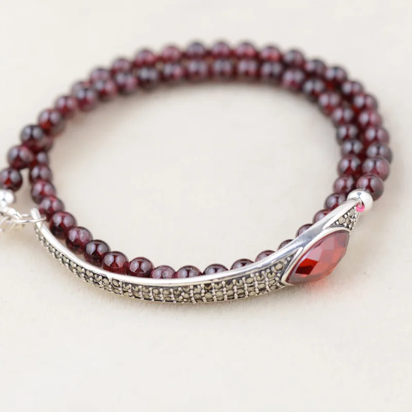 Fnj 925 Sterling Silver Bracelet 4mm Garnet S925 Thai Silver Chain ...