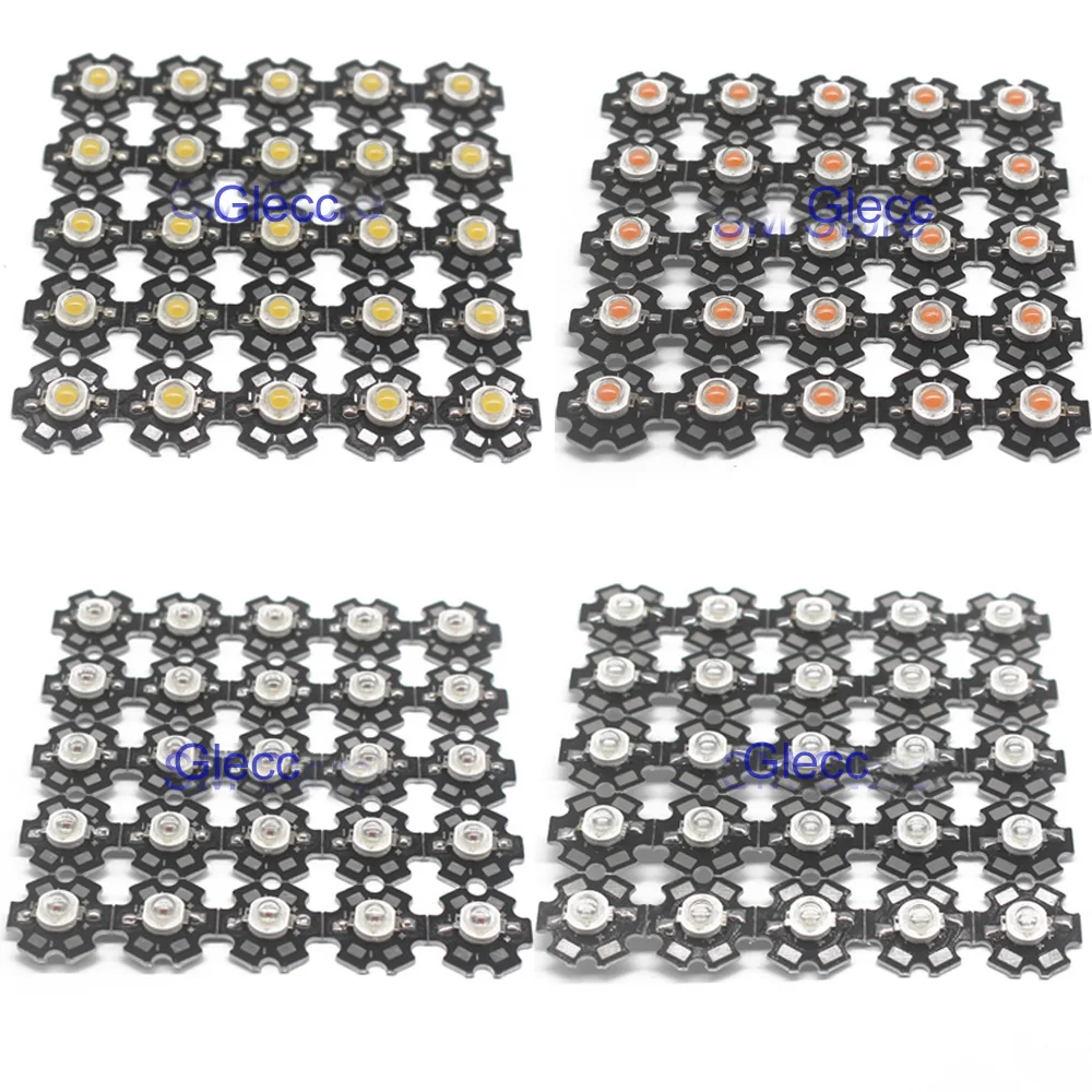 10pcs-1W-3W-High-Power-LED-Full-Spectrum-White-Warm-white-Green-Blue ...
