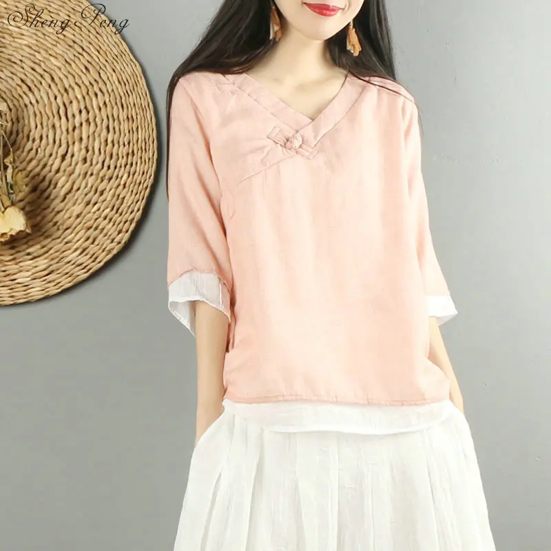 Ropa tradicional China para mujer, blusas con botones de lino ...