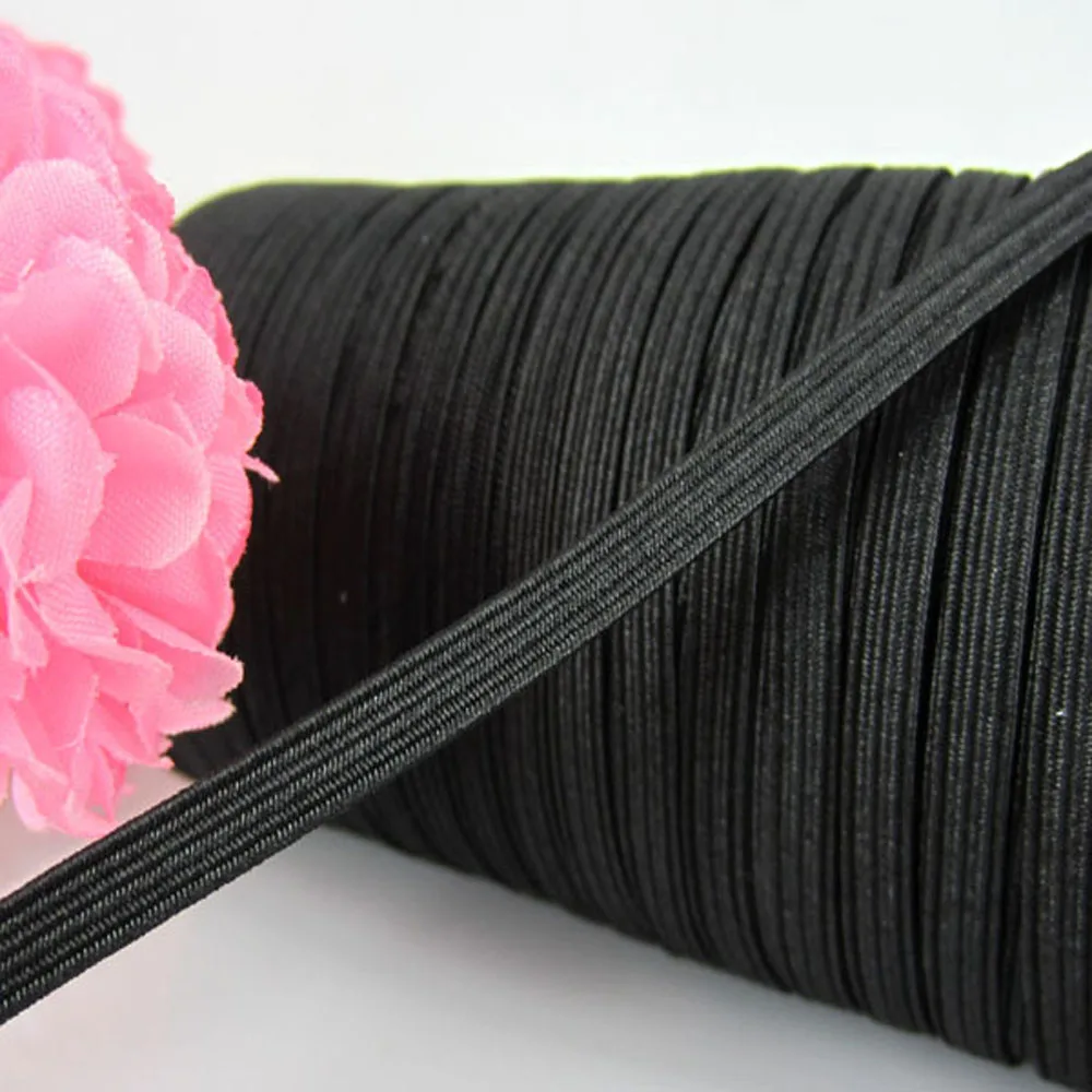 100yard Black Elastic Braided Soft Knitted Braided Elastic For Sewing ...