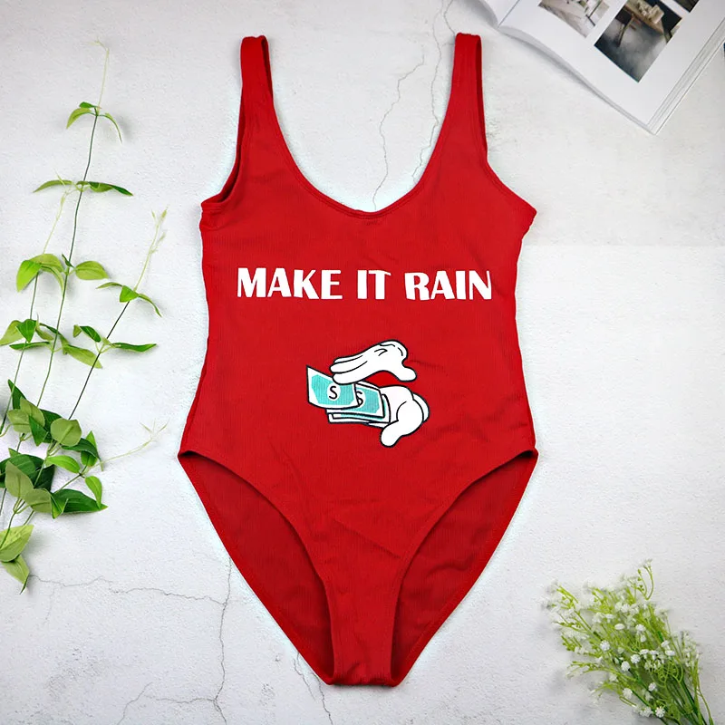 Women Swimwear 2019 Sexy Print Hand And Letter one piece swimsuit ...