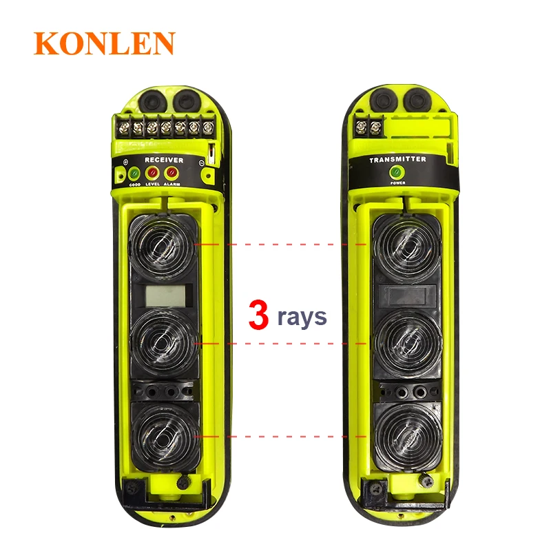 Konlen 3 Infrared Beams Wired Outdoor Perimeter Sensor 250 Meter IR ...