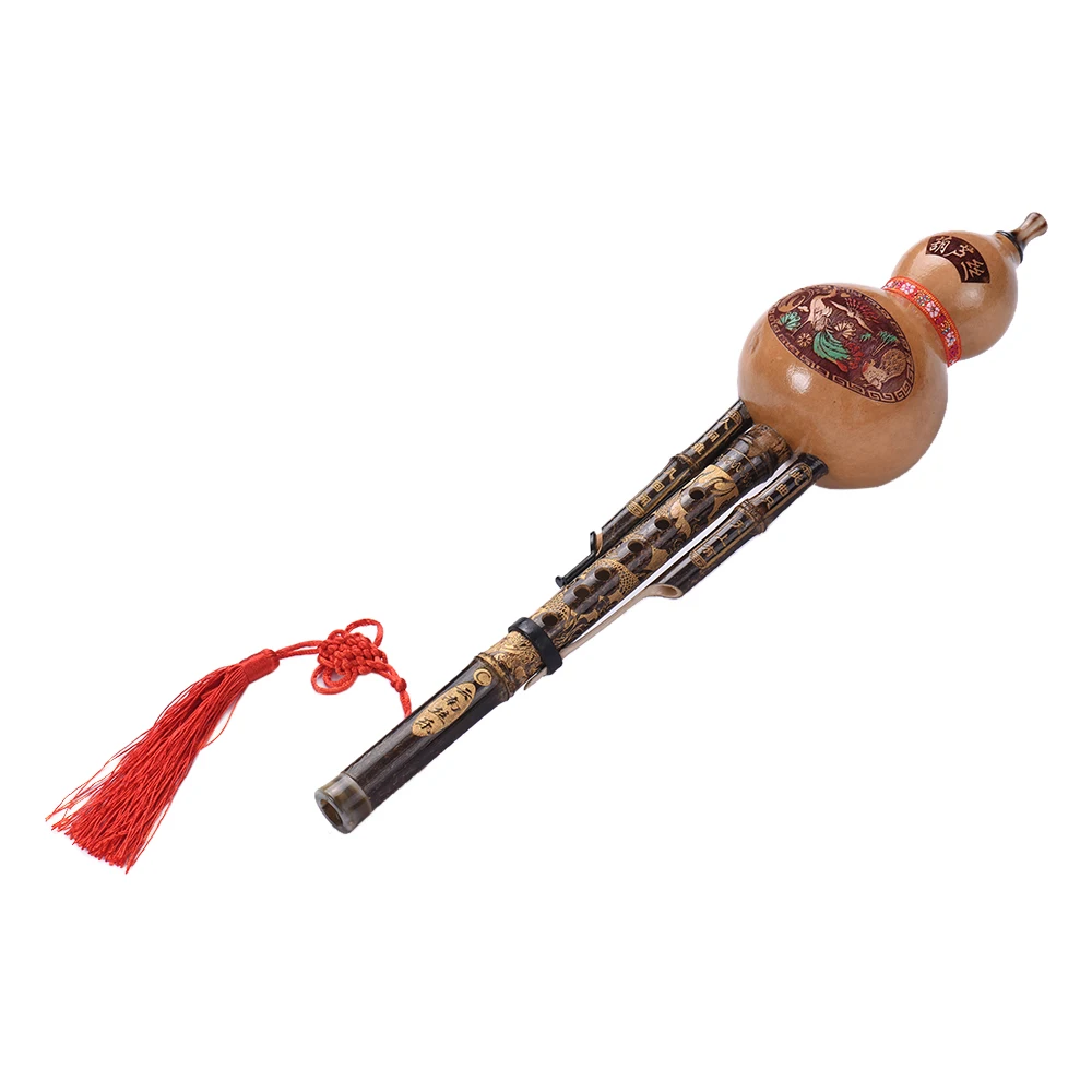 Chinese Handmade Black Bamboo Hulusi Gourd Cucurbit Flute Ethnic ...