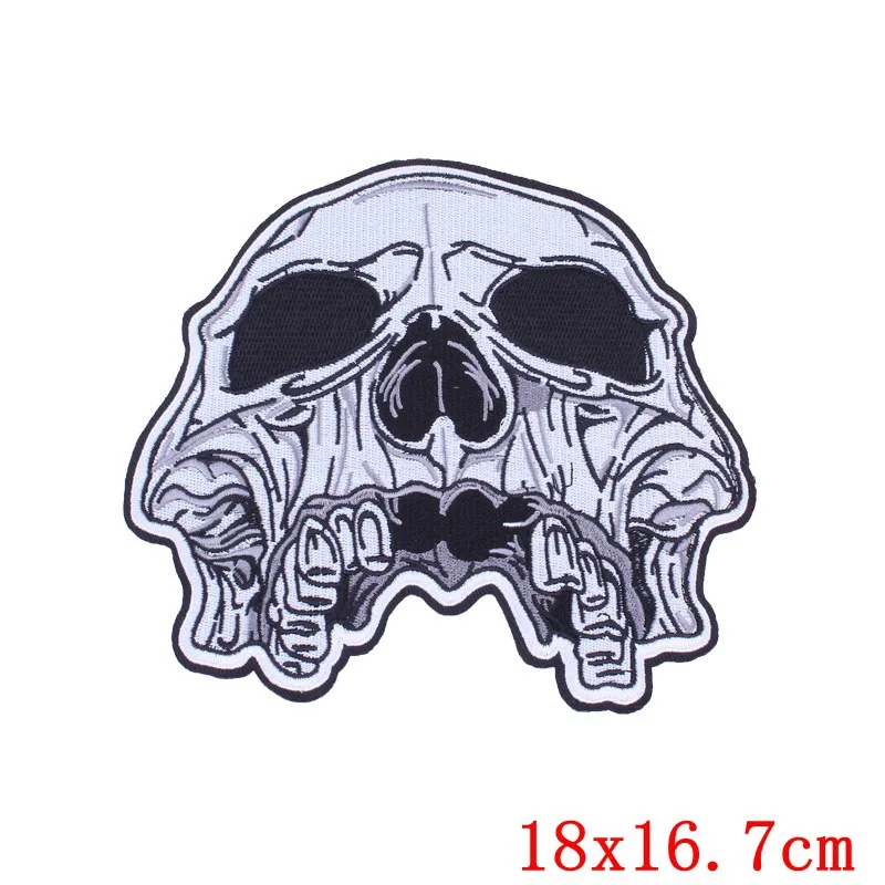embroidery Skeleton skull Patches Motorcycle Patch MC biker iron on ...