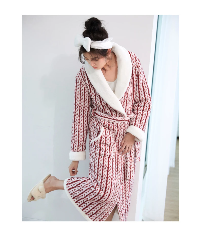 Lovers Plus Size Winter Flannel Robe Extra Long Warm Bathrobe Men Women ...
