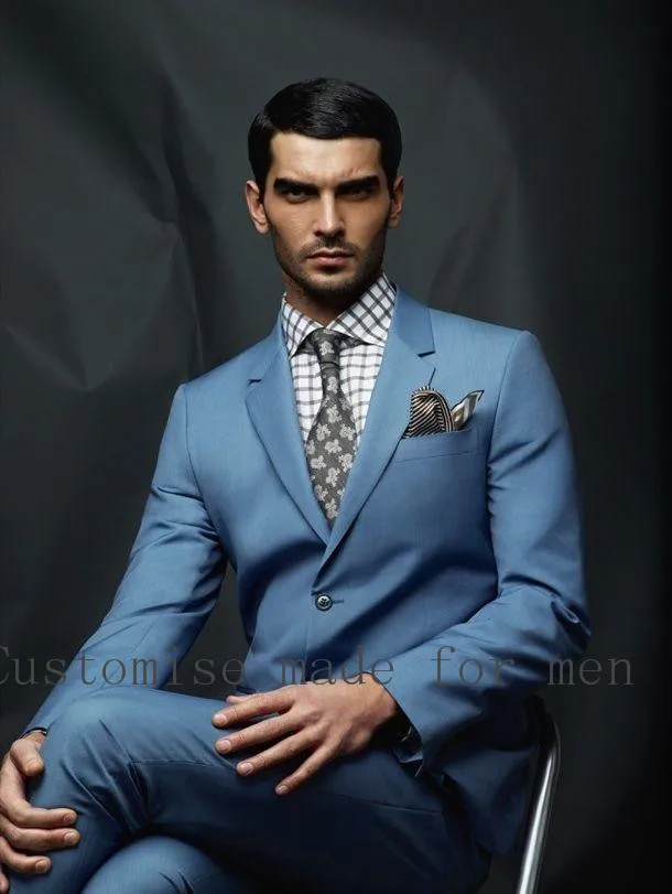 New Arrival Custome Homme Blue Notch Lapel Men Suits Fashion PopularMan ...