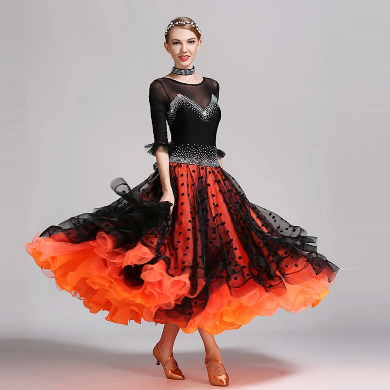 Novo! vestidos de lantejoulas pretas vestidos de competição de dança de ...