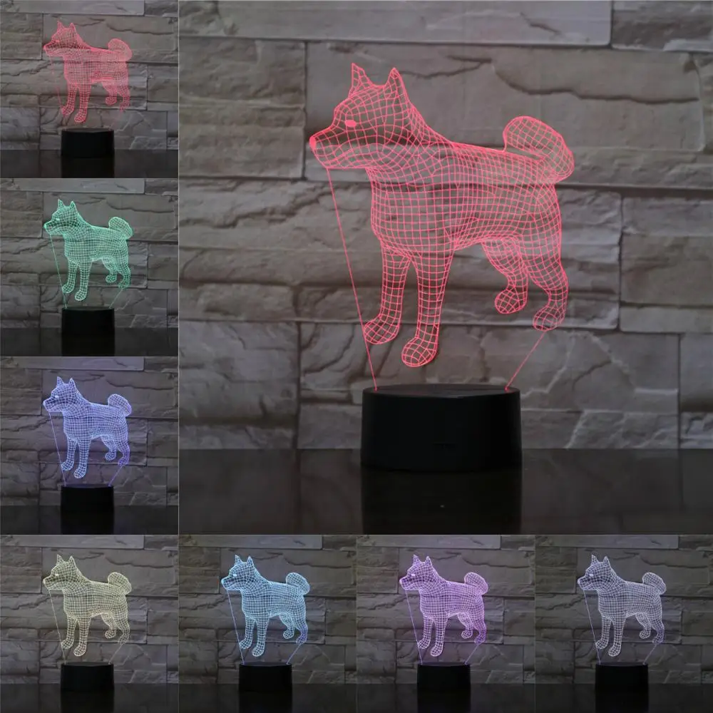 Shiba Inu Dog 3D Lamp Illusion Night Light LED Bulb Multicolor Japanese ...