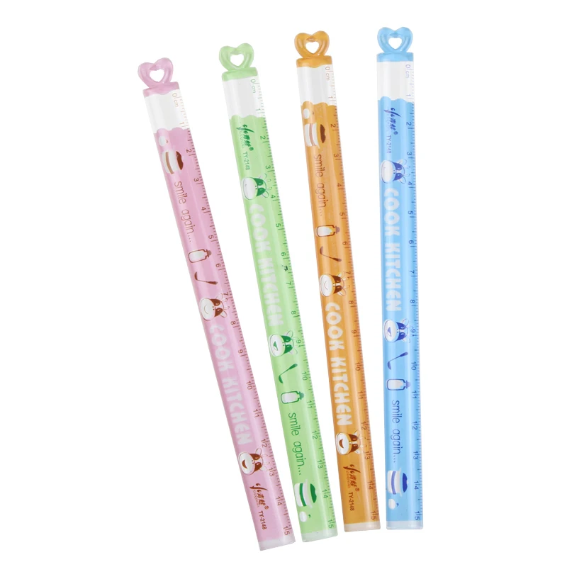2pcs Movelty Love Mini Ruler Plastic Cartoon Stright Rulers material ...