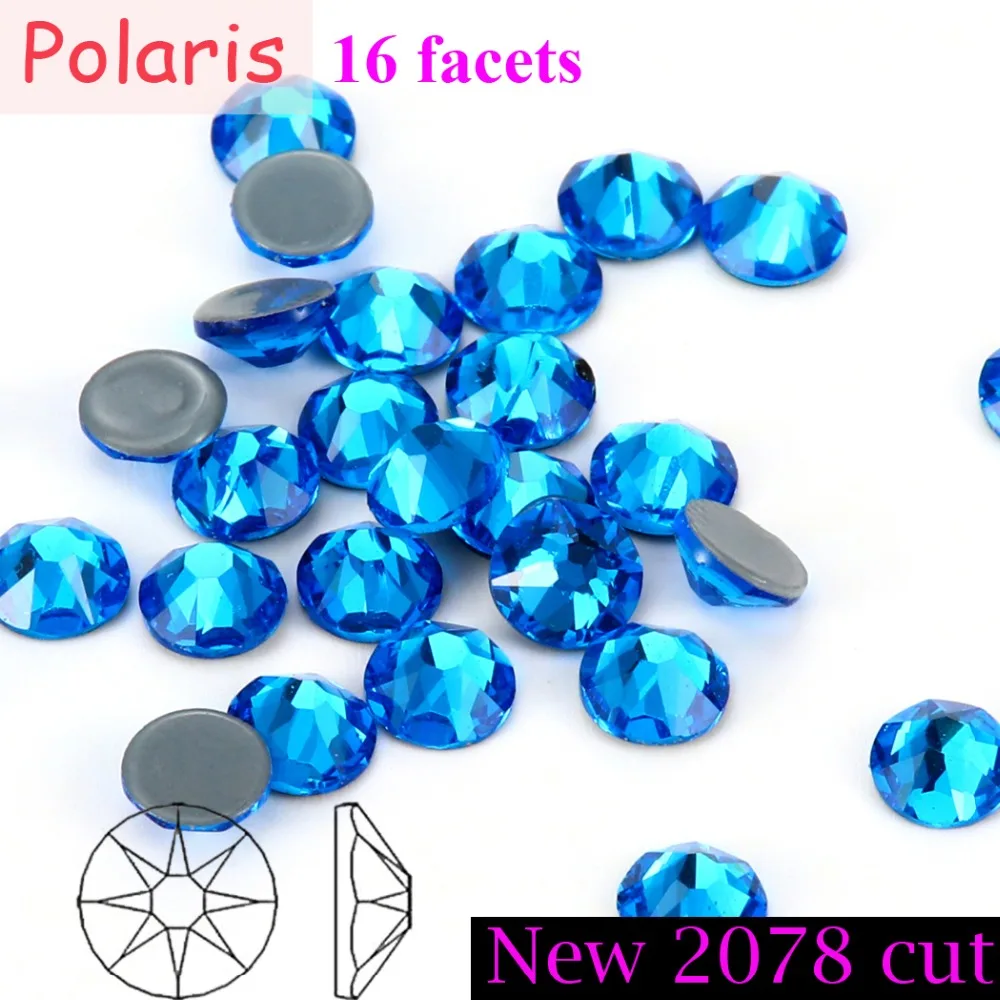 New 2078 Cut 8+8 Facets AAAAA Grade Capri Blue Hotfix Iron on Strass ...