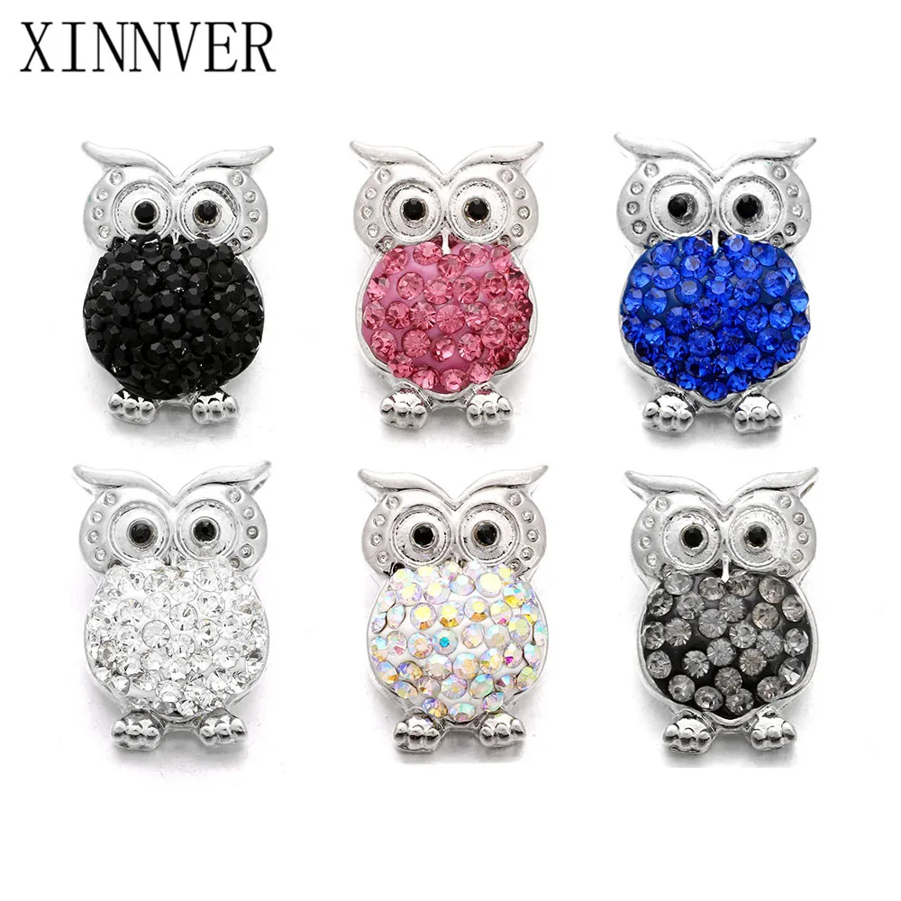 10pcs/lot High Quality Snaps Jewelry Crystal Owl Snaps Button Fit 18mm ...