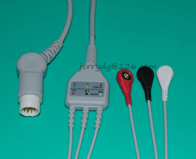 Compatible Philips HP 3 lead ECG cable with leadwires snap|cable 3 ...