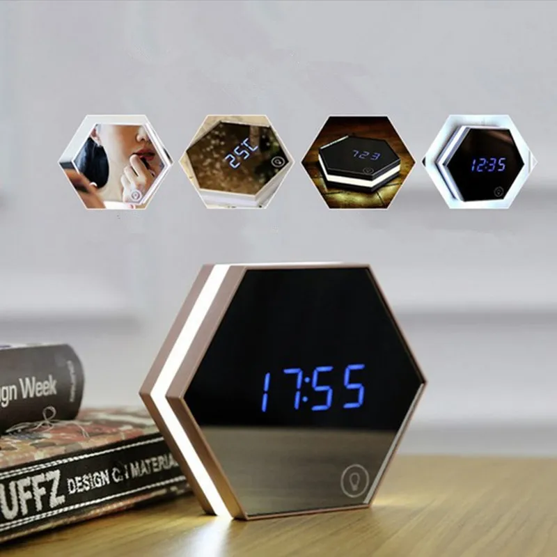 Electronic-Multifunction-LED-Night-Light-Wall-Clock-Mirror-Digital ...